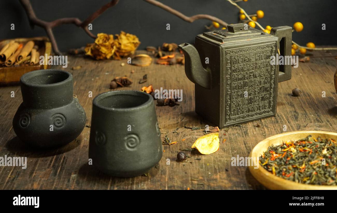 Chinese tea ceremony ancient vintage clay Chinese teapot classical ...