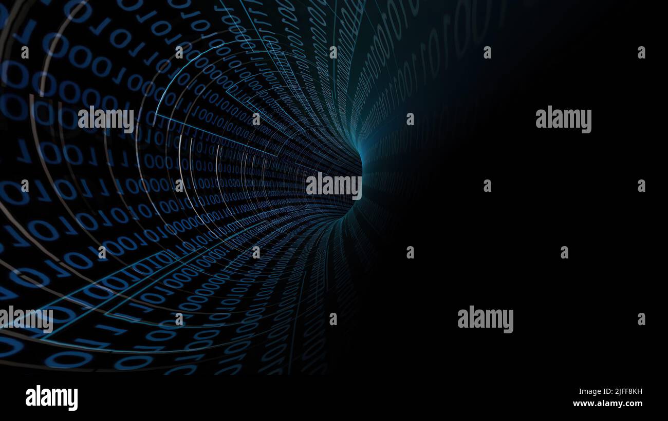 Driving Through Binary Data Tunnel Stock Photo - Alamy