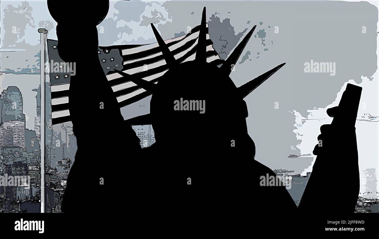 Statue of liberty hand draw digital art Stock Photo - Alamy