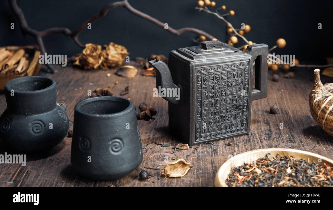 Chinese tea ceremony ancient vintage clay Chinese teapot classical ...