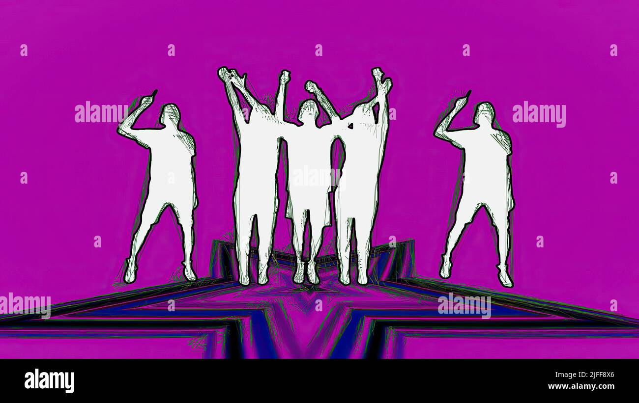 People dancing hand draw digital art Stock Photo - Alamy