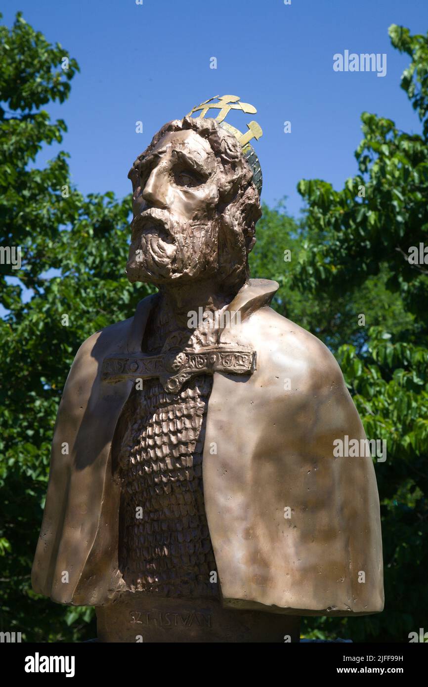 Hungary, Ópusztaszer, historic memorial, St Istvan statue Stock Photo ...