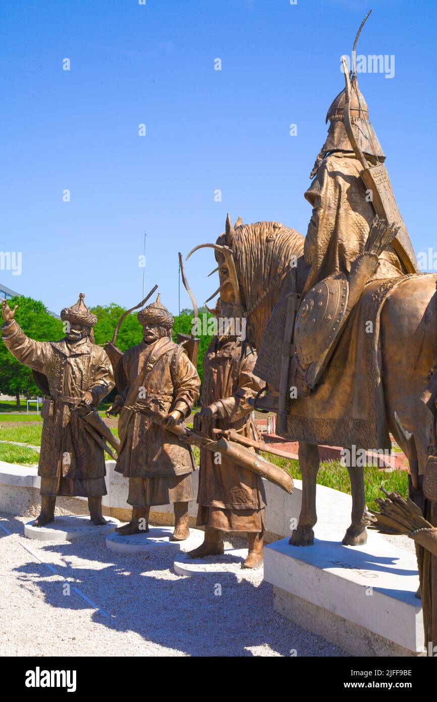 Hungary, Ópusztaszer, historic memorial, Arpad and his tribe leaders ...