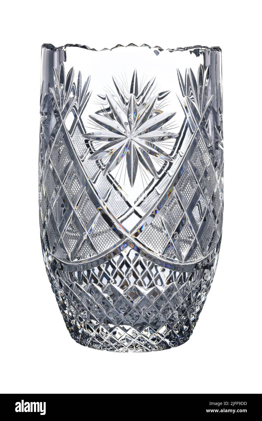 Crystal Empty glass Faceted Transparent Vase with carving pattern ...