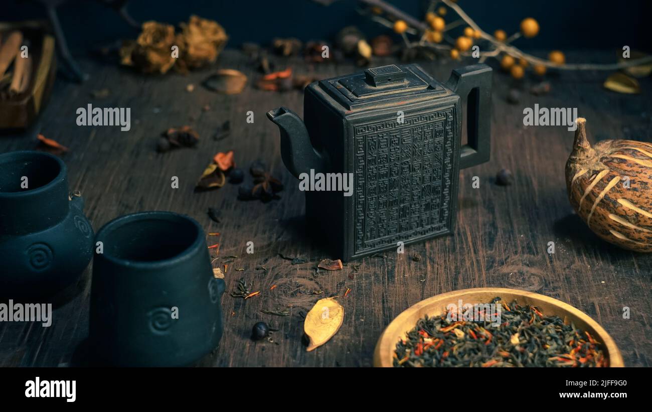 Chinese tea ceremony ancient vintage clay Chinese teapot classical ...