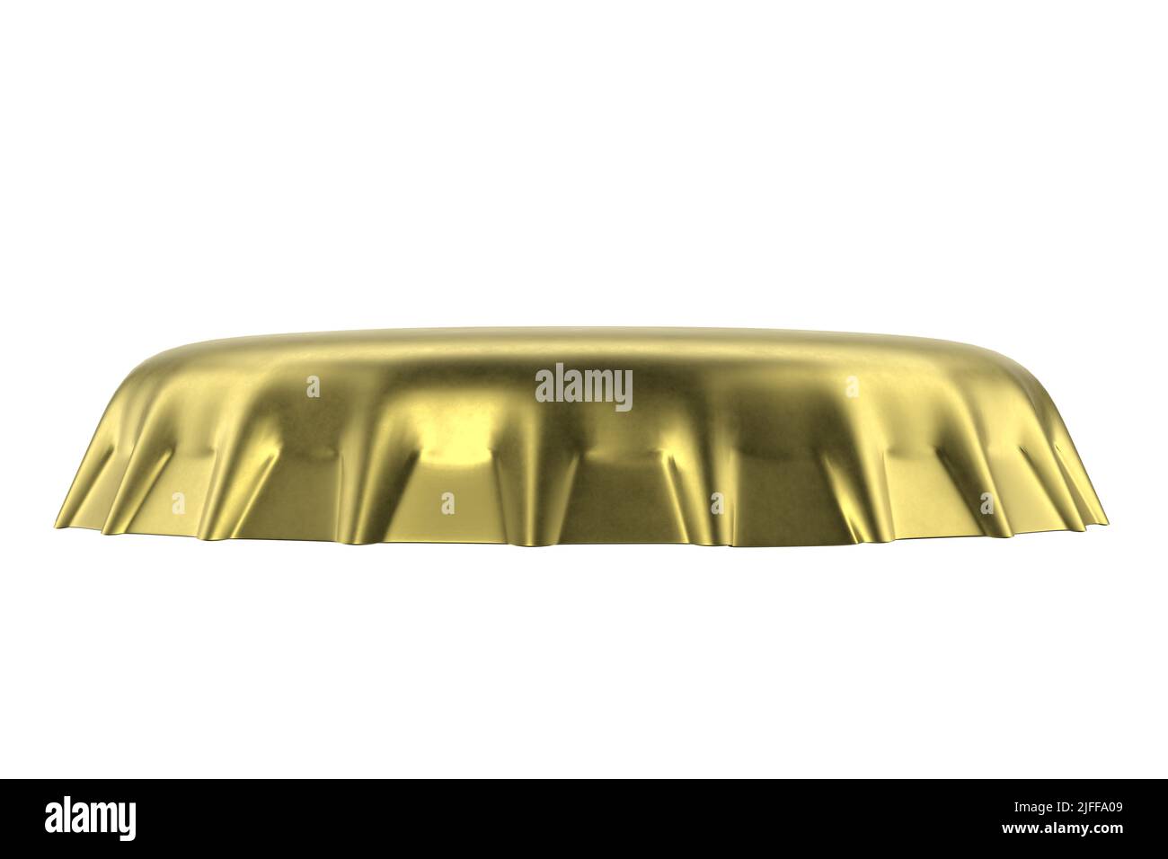 Realistic metal beer bottle cap, alcoholic drink. Side view. 3d render ...