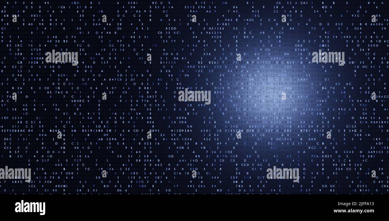 Grid core. Hardware quantum form. Abstract tech background. Floating Numbers Matrix particles ...