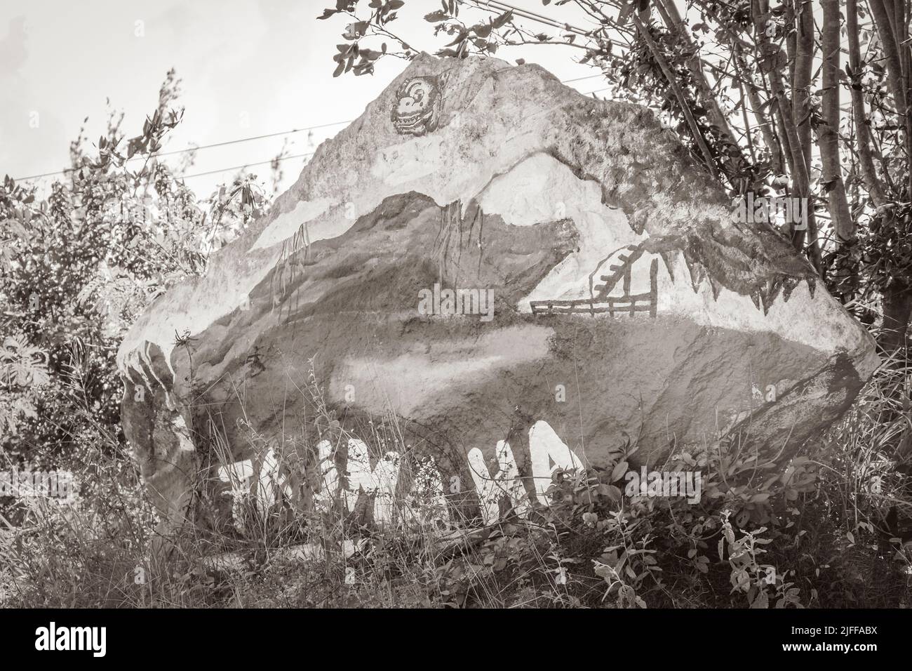 Quintana Roo Mexico 04. February 2022 Old black and white picture of ...