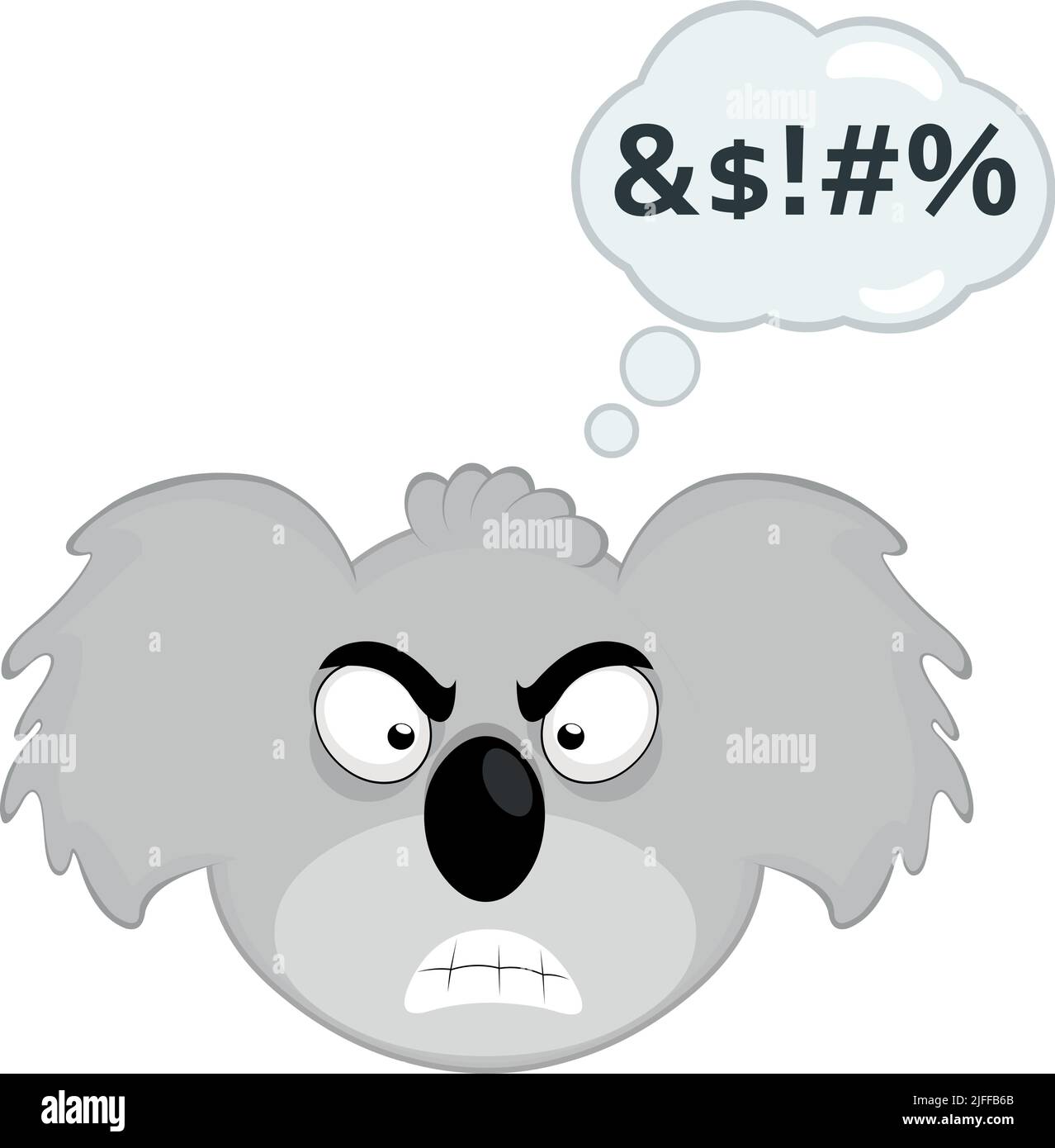 Vector illustration of the face of a koala cartoon with an angry ...