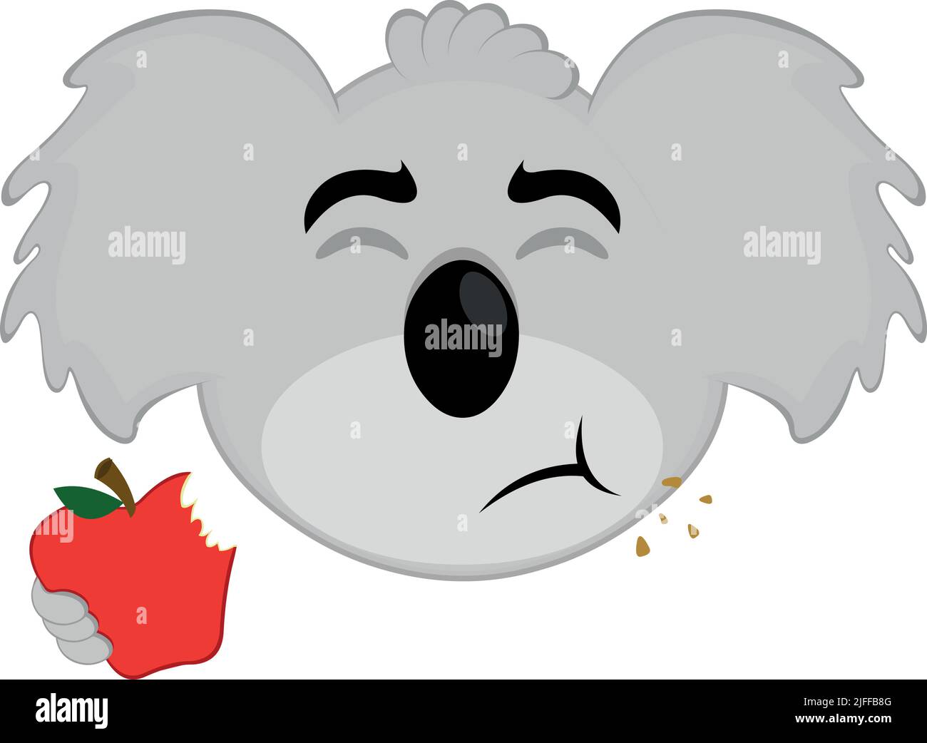 Vector illustration of the face of a koala cartoon eating an apple ...