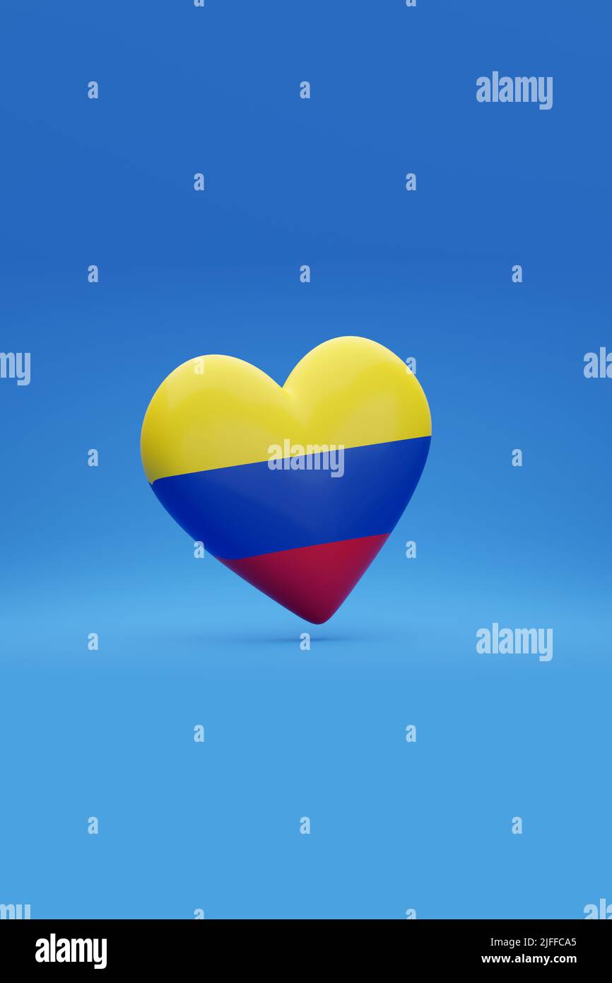 Heart with the colors of flag Colombia. 3d illustration Stock Photo - Alamy