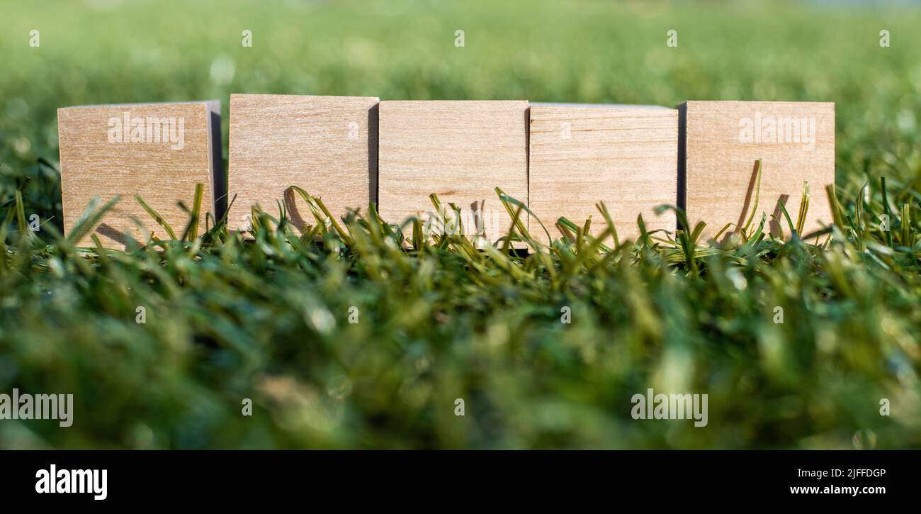 Five wooden football field cubes, mocap Stock Photo - Alamy