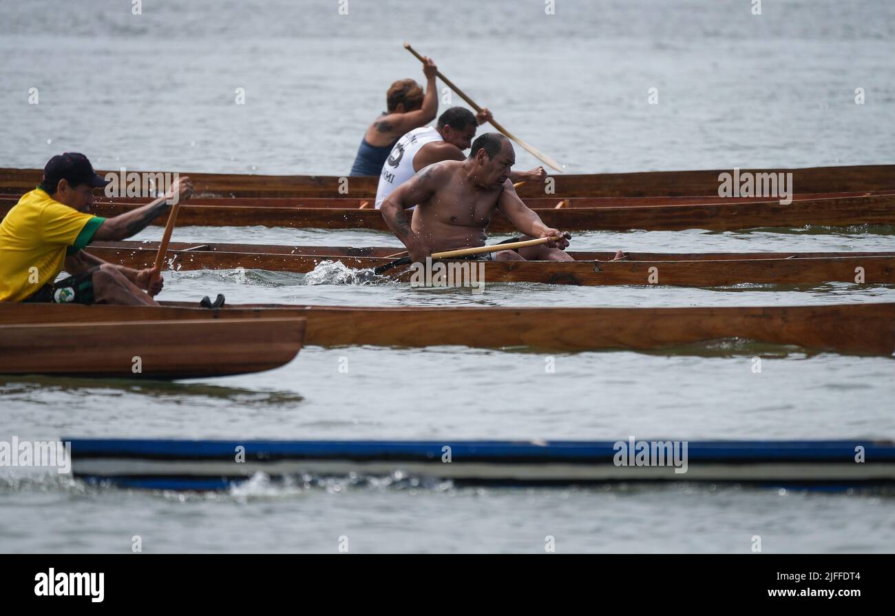 Competitors paddle during the Squamish Nation annual canoe races in the ...