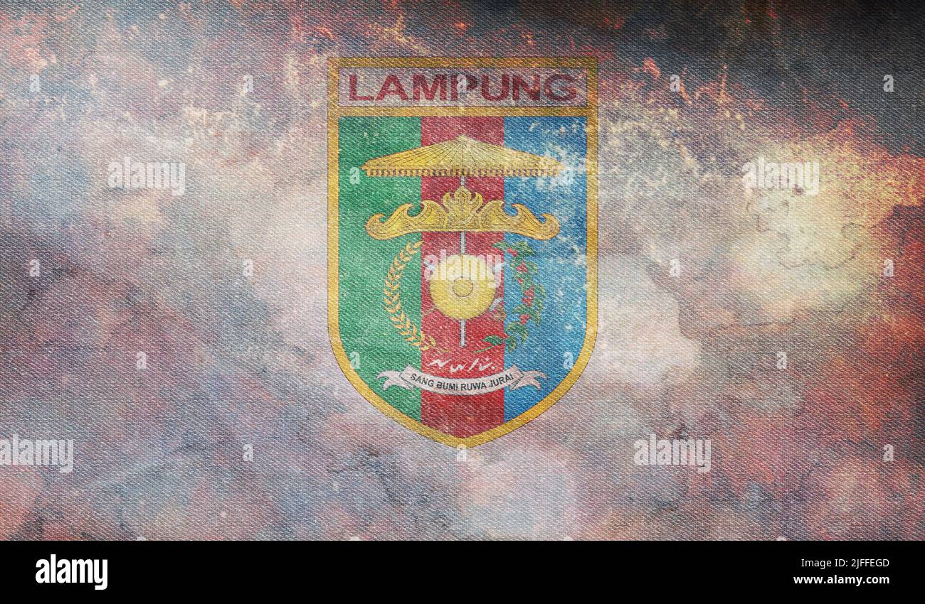 Top view of retro flag Lampung Indonesia with grunge texture ...