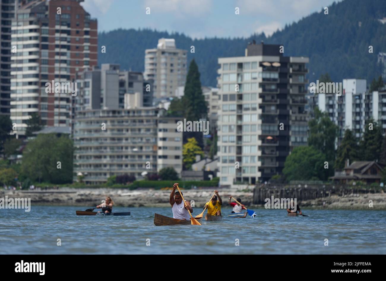 Competitors paddle during the Squamish Nation annual canoe races in the ...