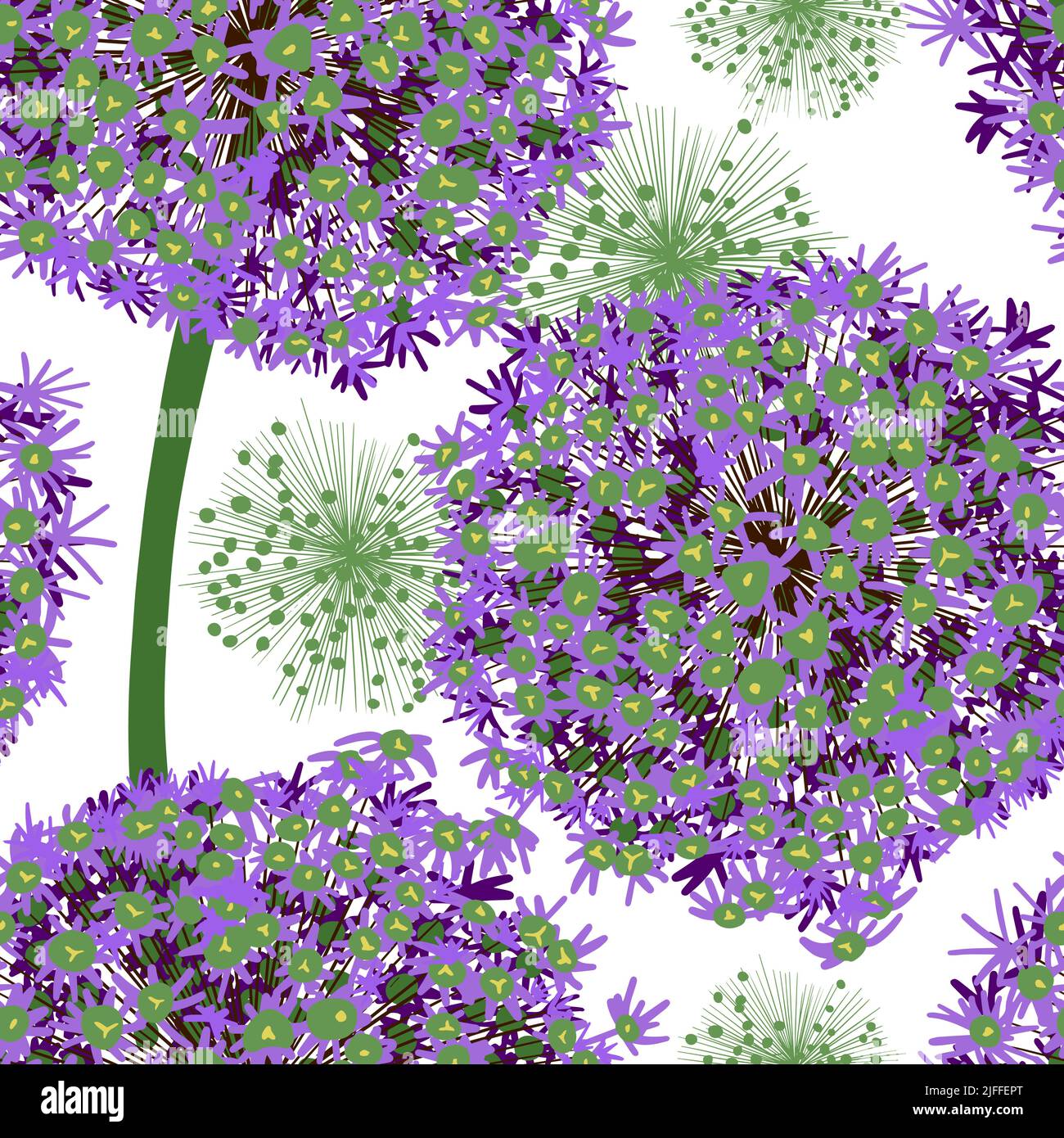 Seamless pattern purple onion flowers. Vector illustration Stock Vector ...
