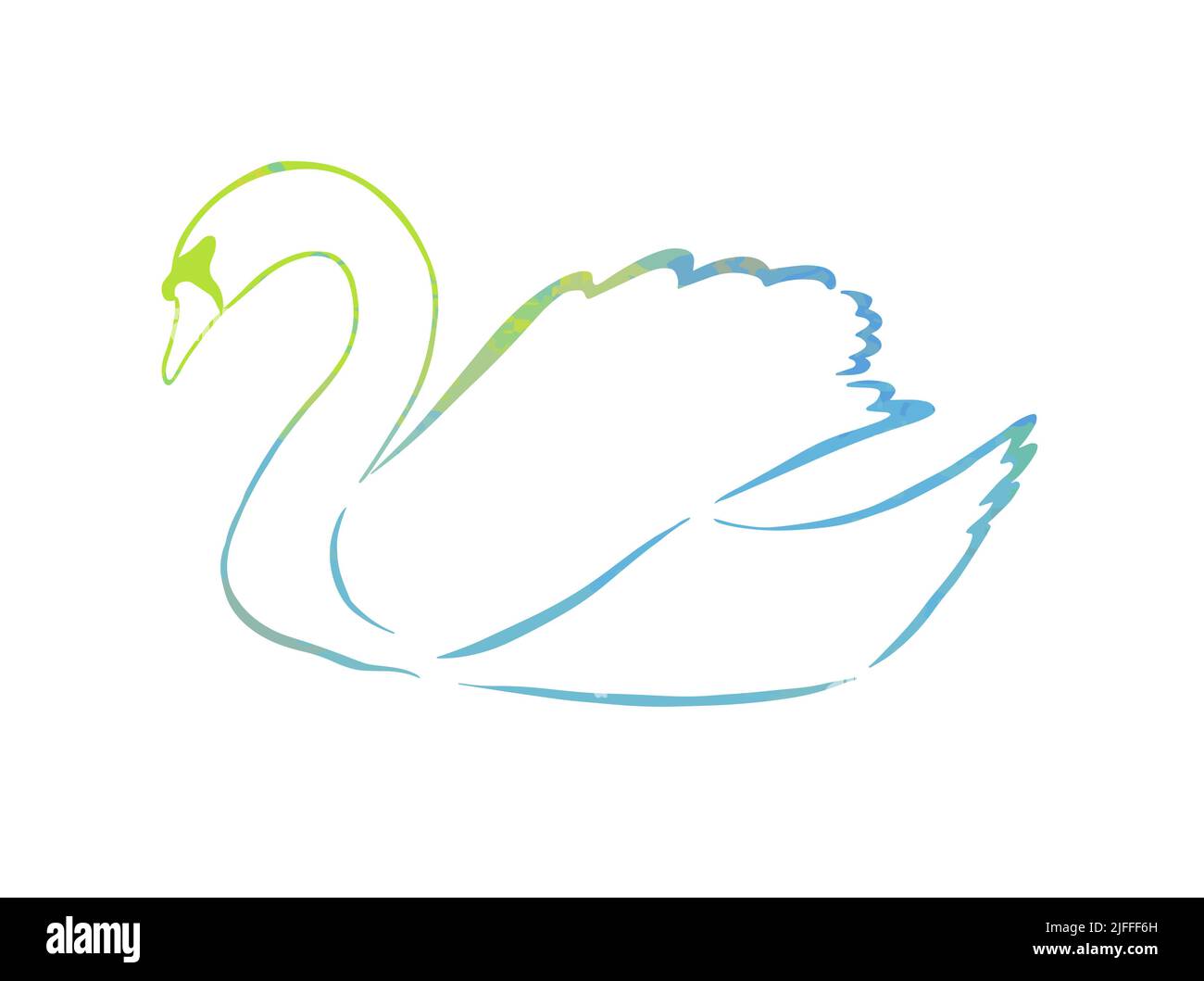 Beautiful multicolored abstract silhouette of a swan. One line drawing ...