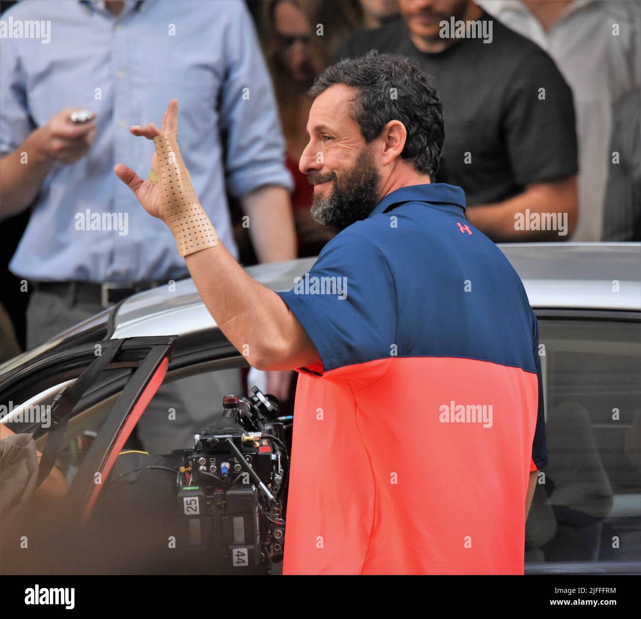 Adam Sandler is seen filming new Netflix movie 'Hustle' on the streets ...
