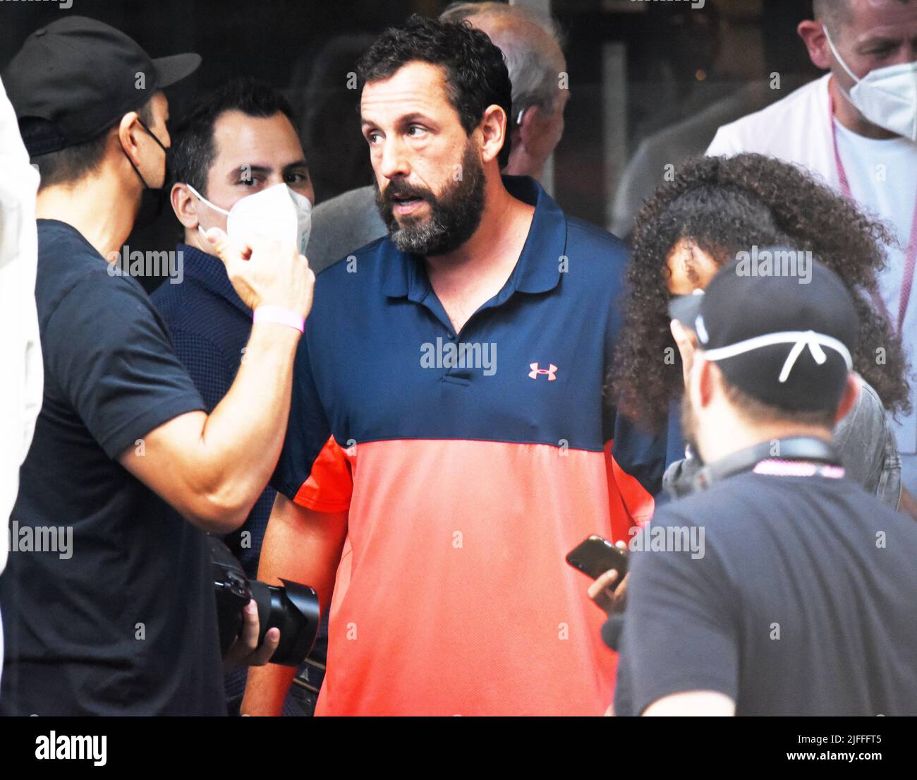 Adam Sandler is seen filming new Netflix movie 'Hustle' on the streets ...