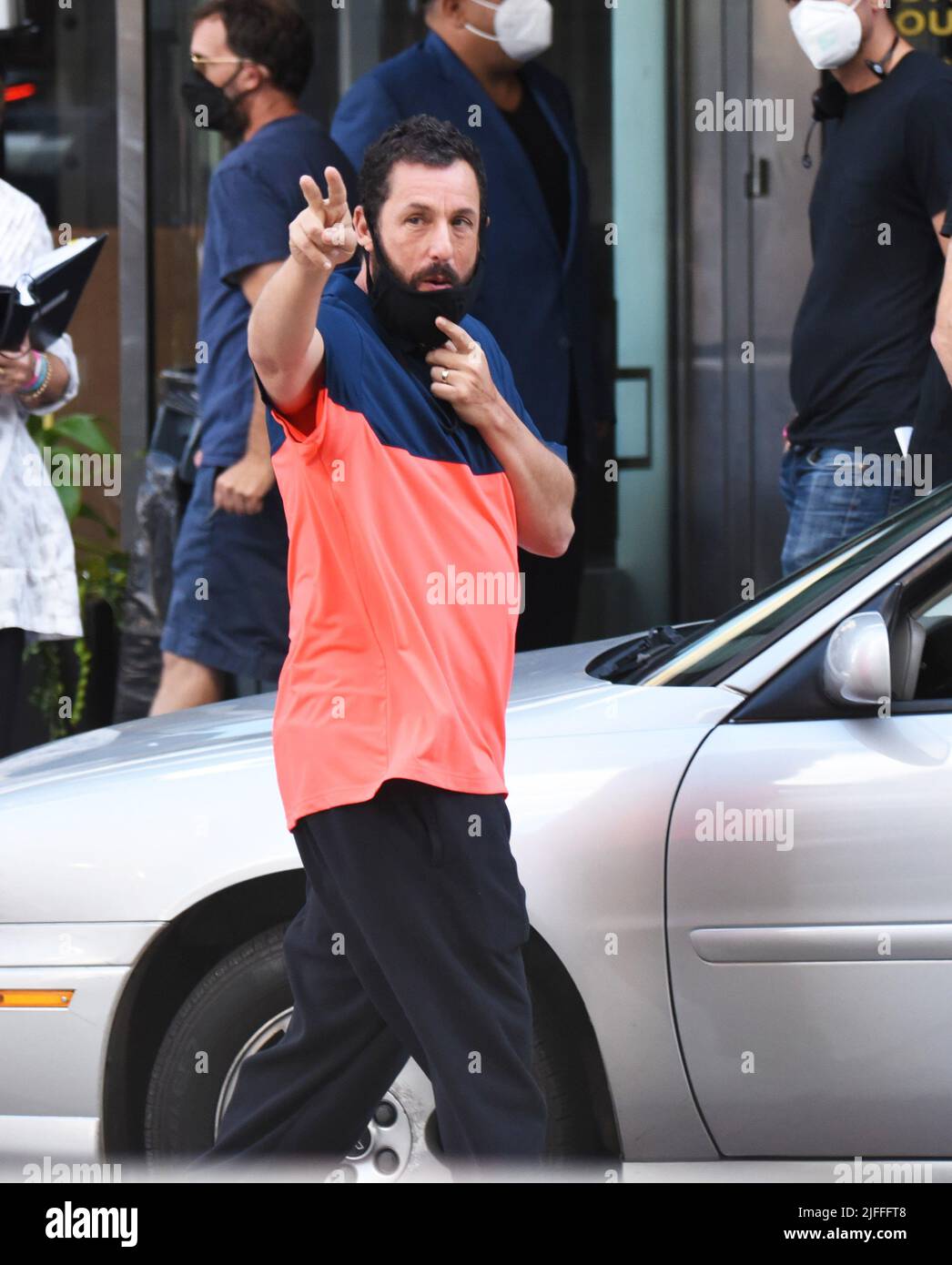 Adam Sandler is seen filming new Netflix movie 'Hustle' on the streets ...