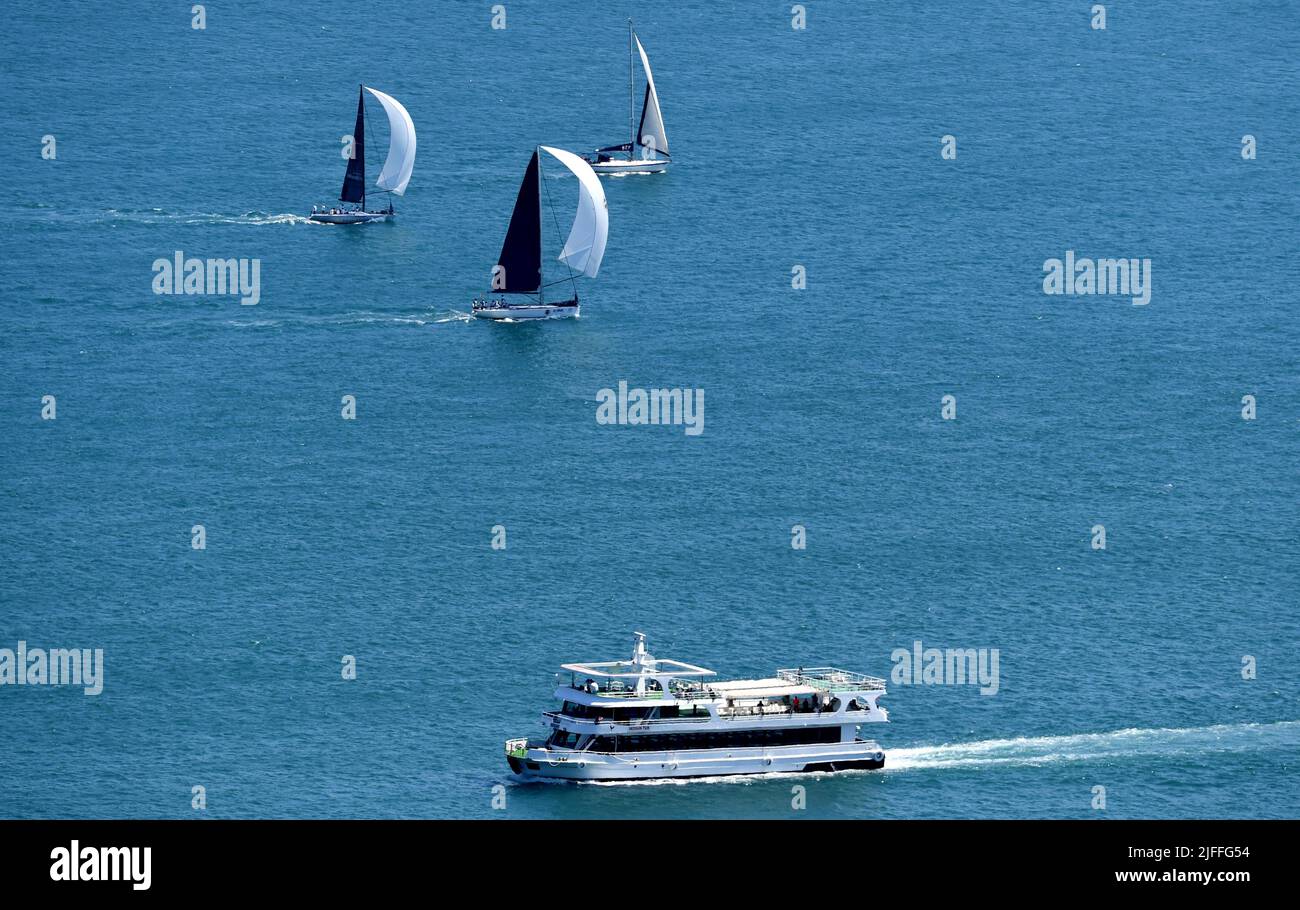 Istanbul, Turkey. 2nd July, 2022. Sailboats race celebrating Cabotage ...