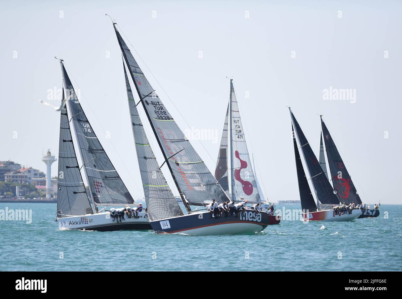 Istanbul, Turkey. 2nd July, 2022. Sailboats race celebrating Cabotage ...