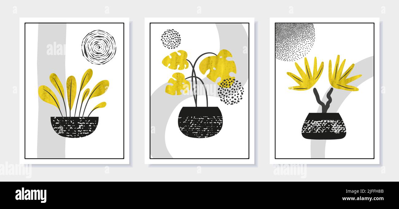 Abstract wall arts vector collection. Set of botanical posters with ...
