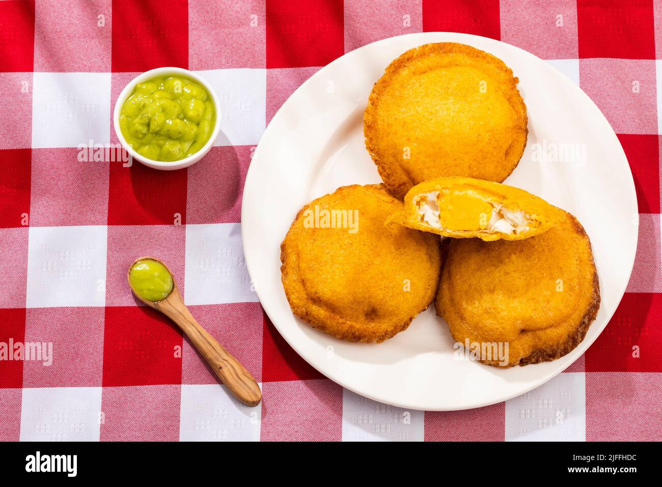 Delicious egg arepa - Traditional Colombian food Stock Photo - Alamy