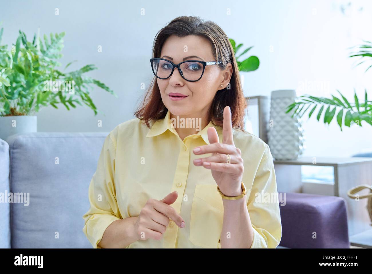 Webcam view caucasian middle aged hi-res stock photography and images ...