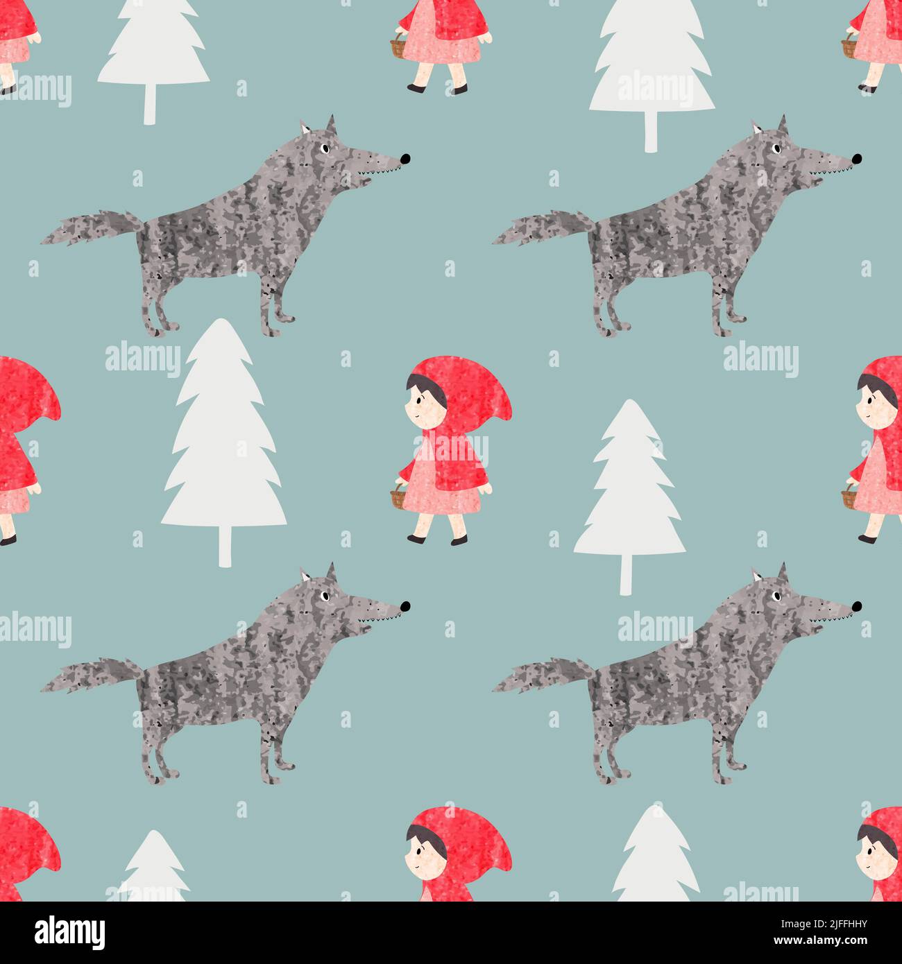 Seamless Red Riding Hood pattern. Fairy tale vector illustration ...