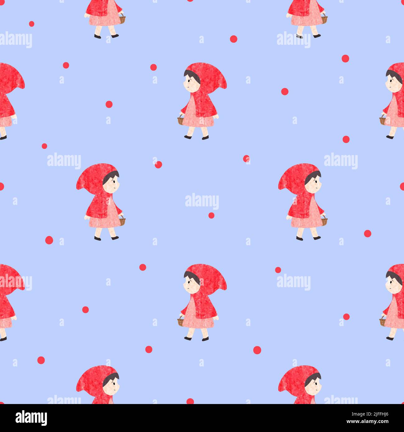 Seamless Red Riding Hood pattern. Vector background with little girl ...