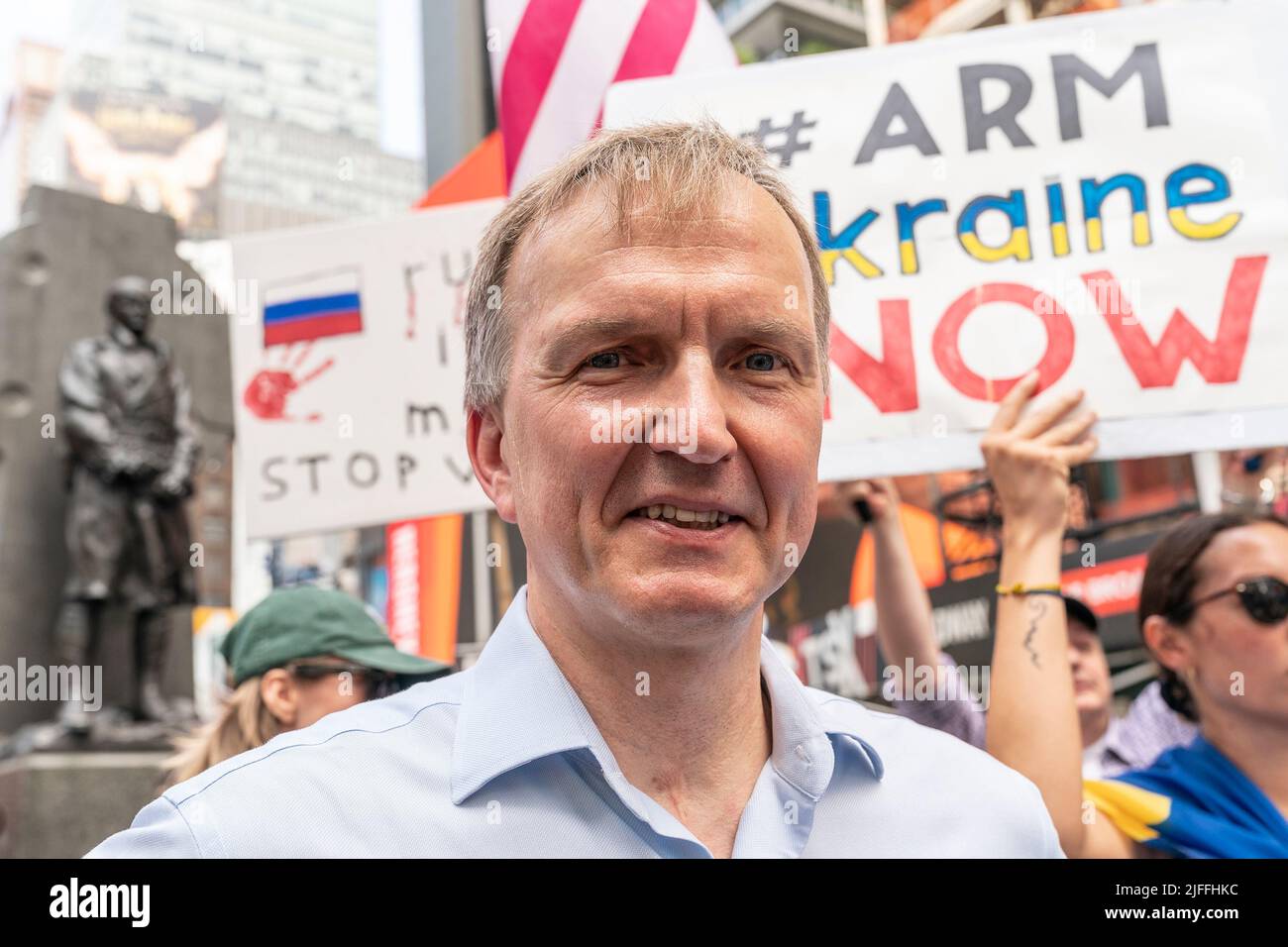 New York, USA. 02nd July, 2022. Latvian Ambassador to the UN Janis ...