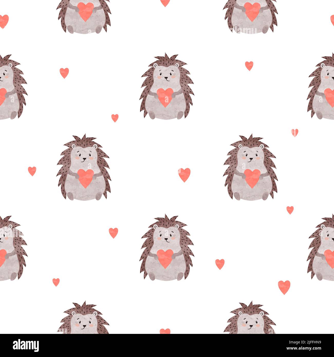 Cute hedgehogs with hearts seamless pattern. Vector Valentines Day background Stock Vector Image ...