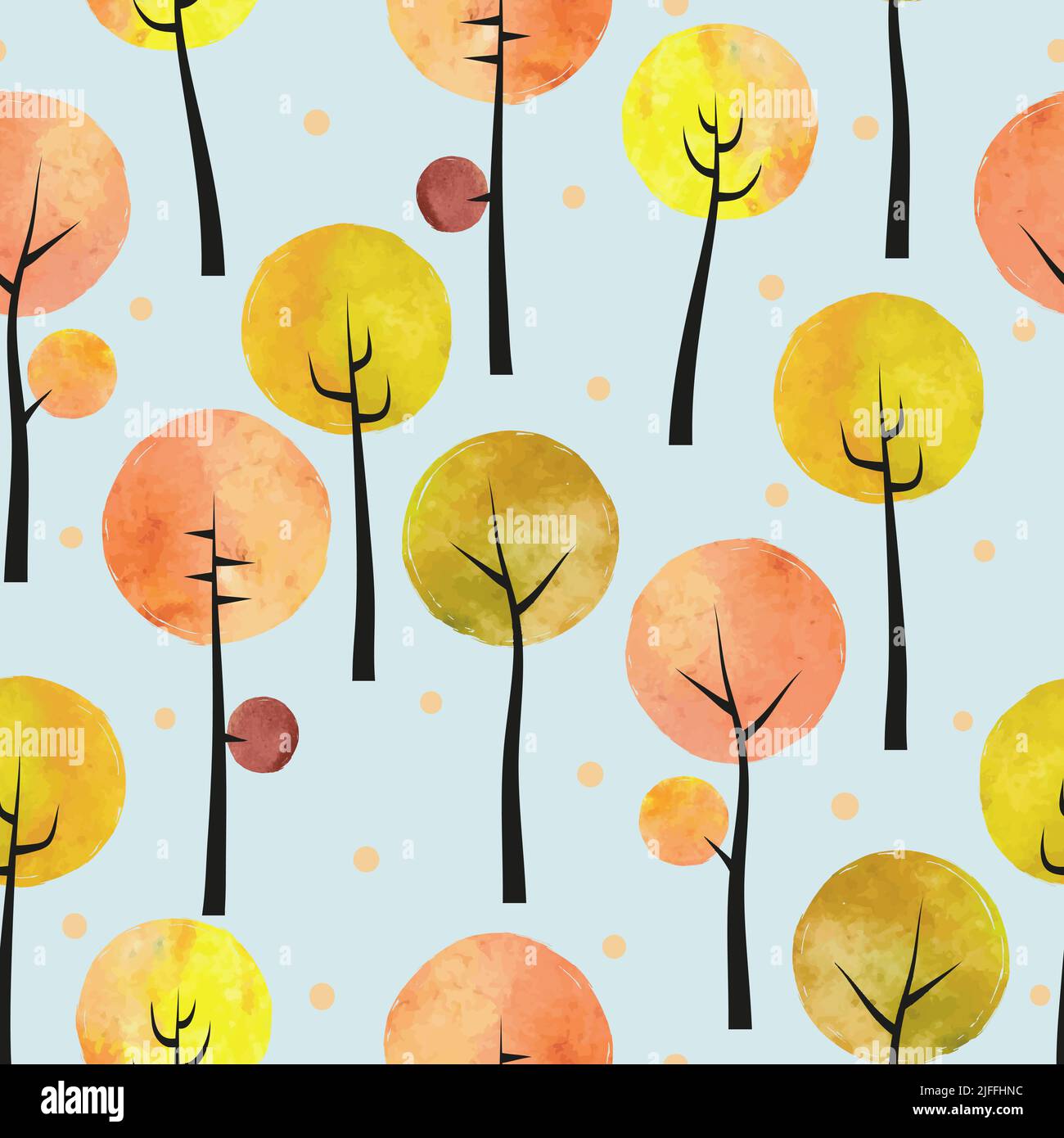 Seamless watercolor autumn pattern. Vector fall background with ...