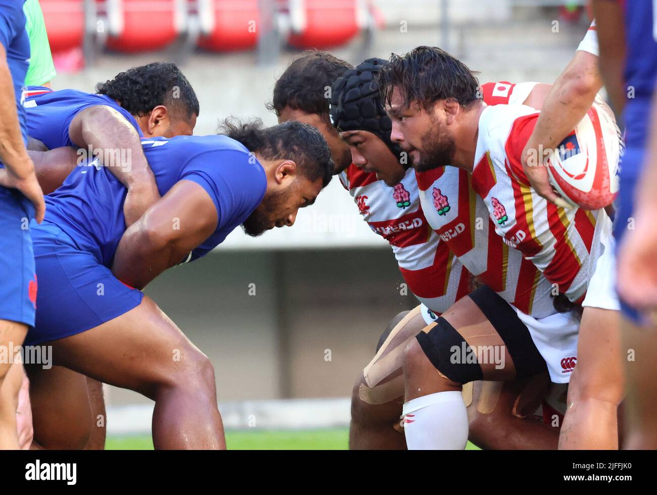 Toyota, Japan. 2nd July, 2022. Japanese (R) and French front row ...