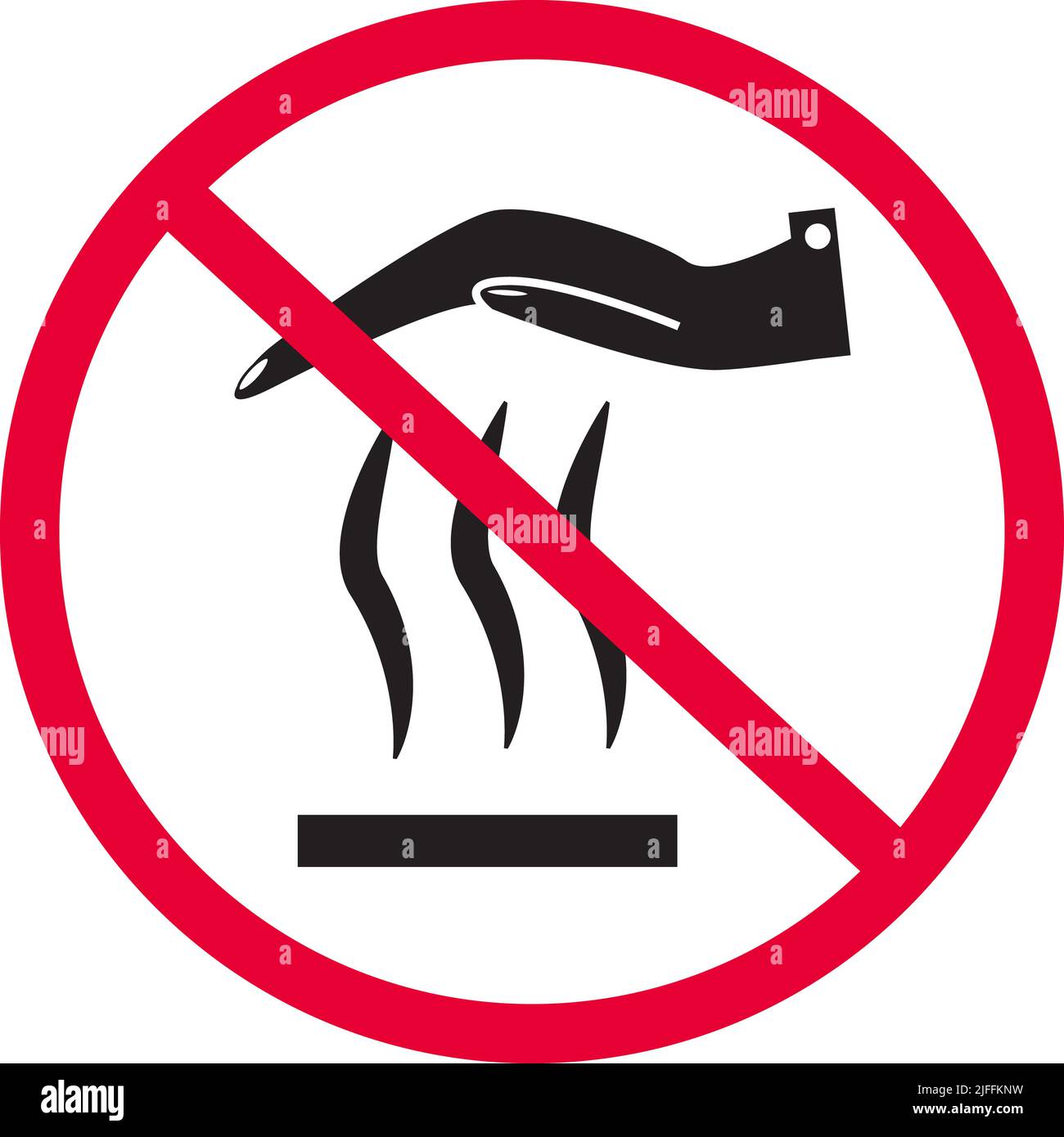 do not touch hot surface on white background. warning dangerous sign ...