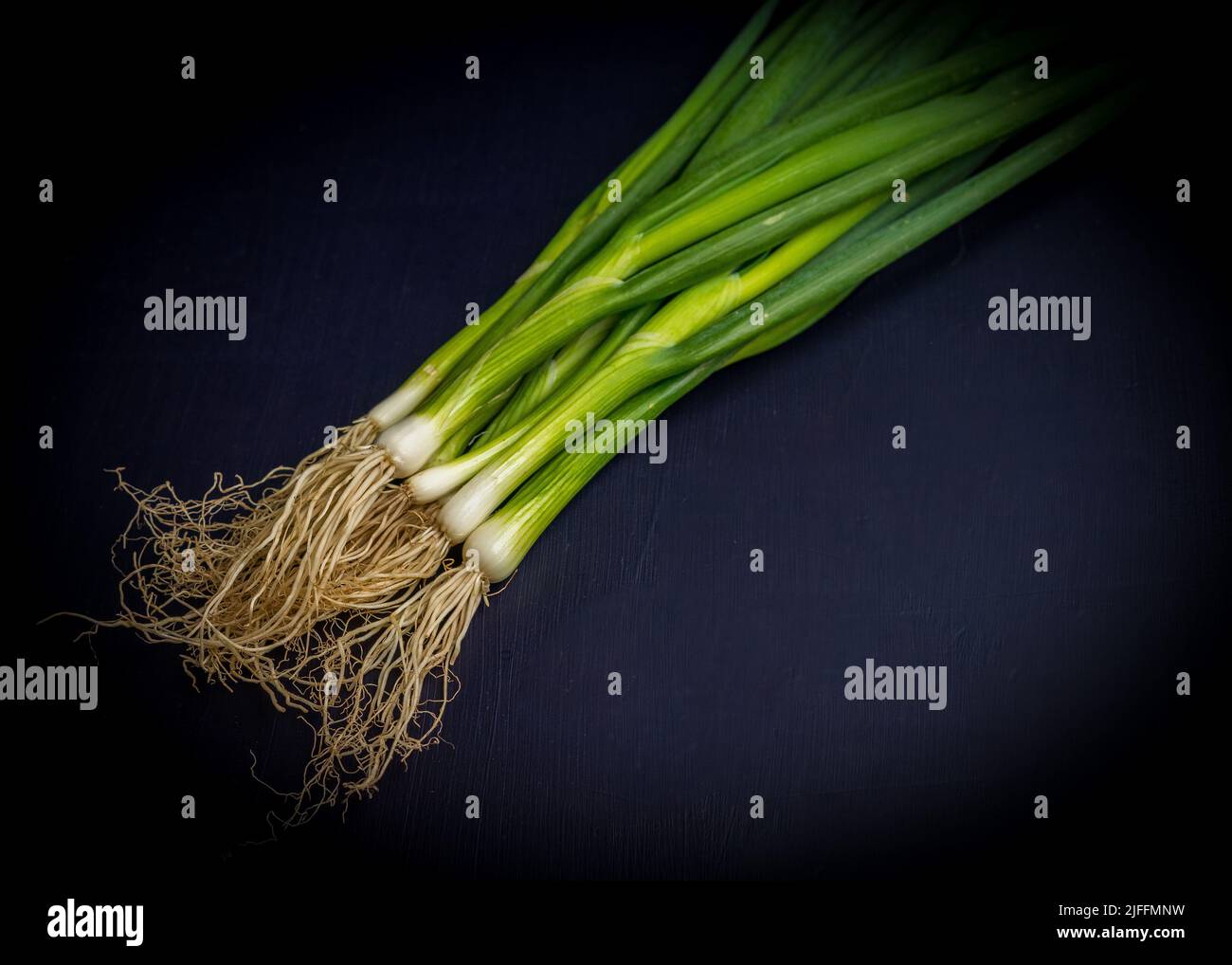 Scallions on a dark surface Stock Photo - Alamy