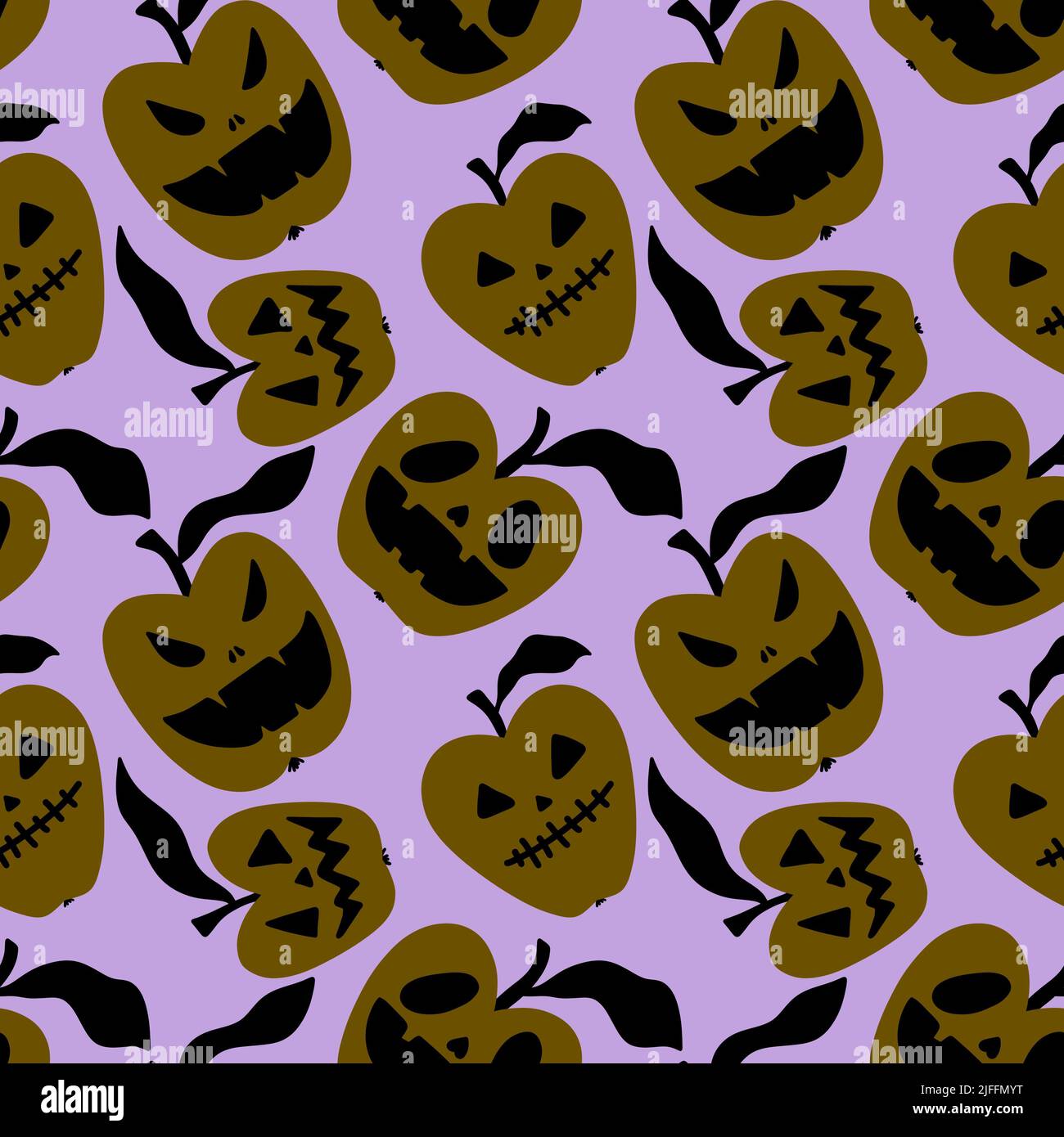 Halloween cartoon angry apple vampire seamless pattern for clothes ...