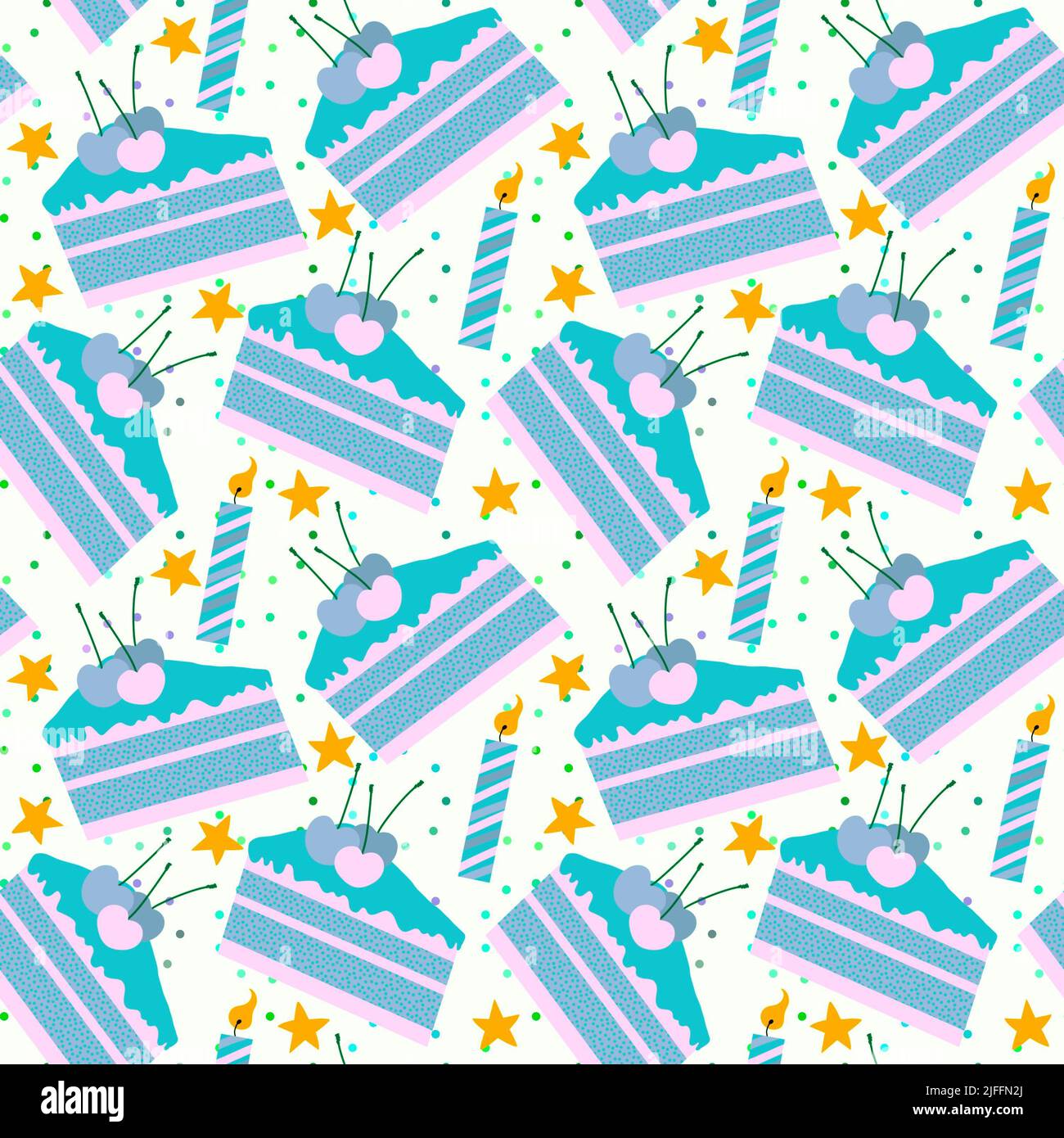Cartoon seamless cake pattern for wrapping paper and kids and kitchen ...