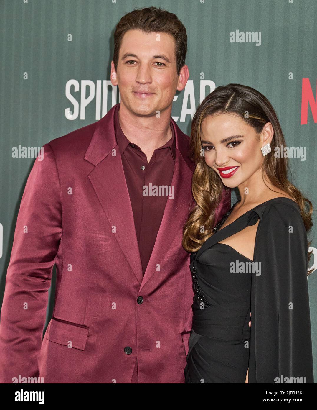 NEW YORK, NY, USA - JUNE 15, 2022: Miles Teller and Keleigh Sperry ...