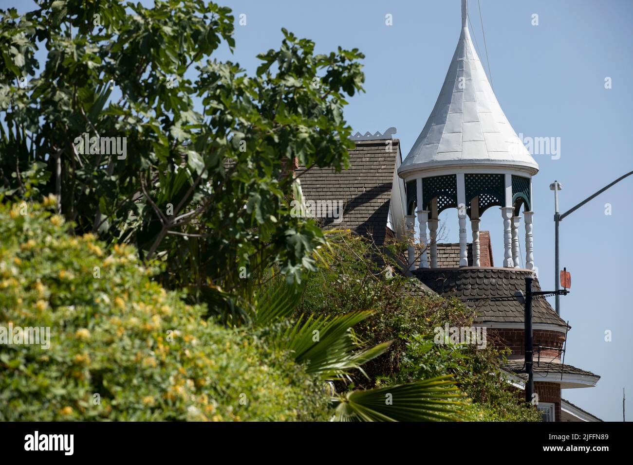 Daytime view of the historic downtown area of Perris, California, USA ...