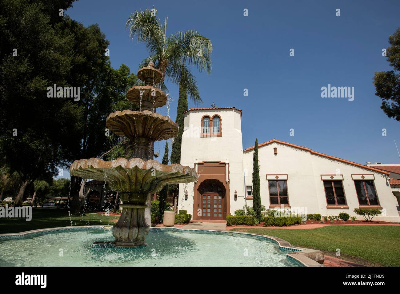 Daytime view of the historic downtown area of Perris, California, USA ...