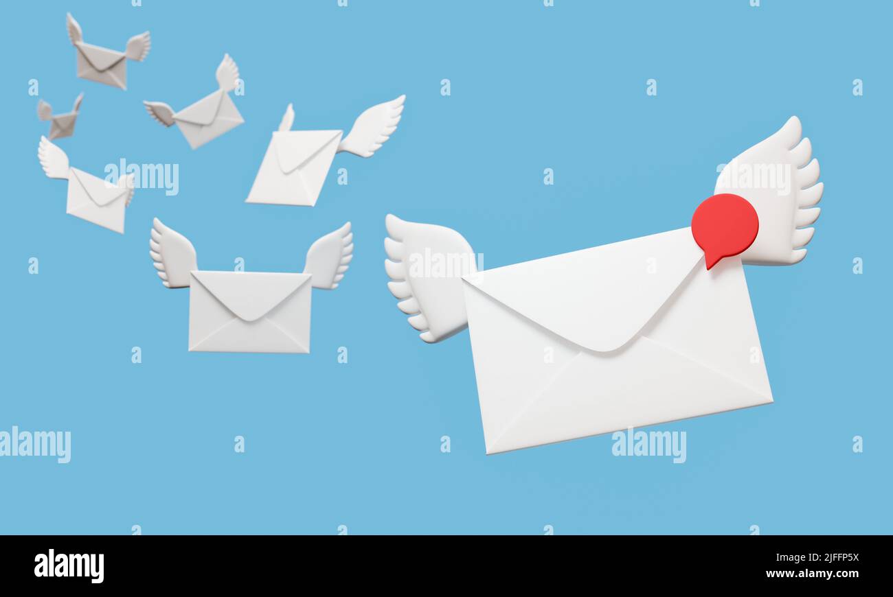 Flying envelope wings, incoming mail notify, newsletter and online ...