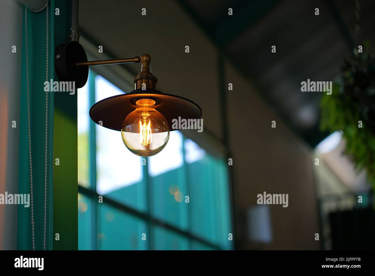 Vintage LED edison lamp or Incandescent light bulb in Restaurant or ...