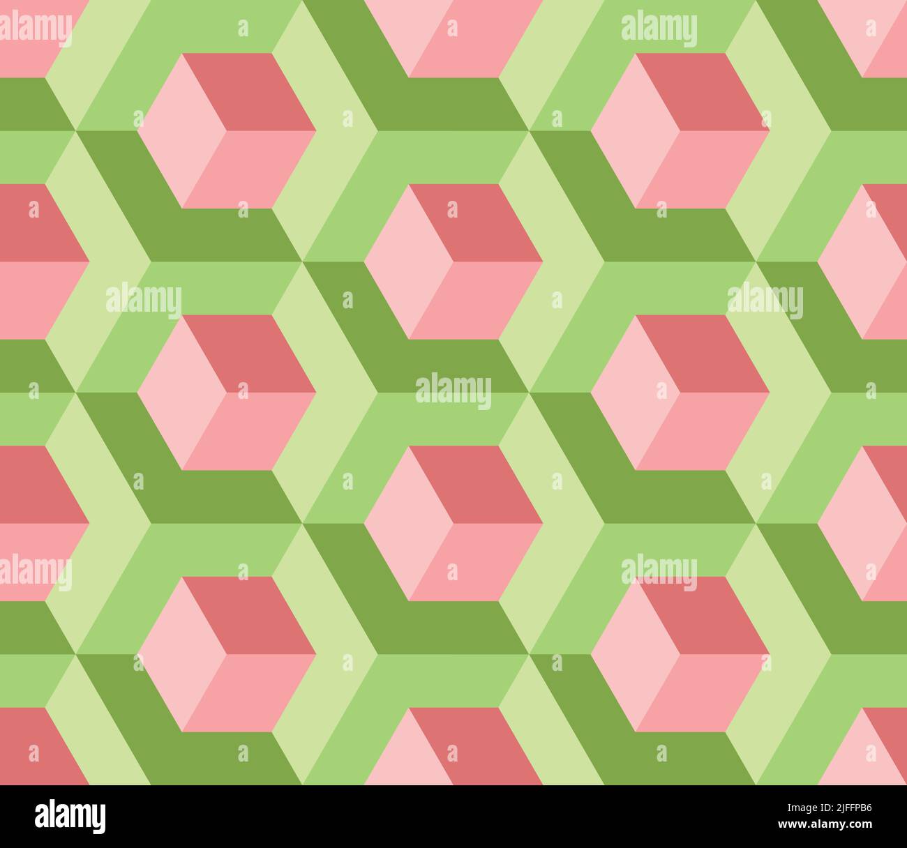 Cubes In Isometric Projection Geometric Seamless Pattern Vector Illustration Stock Vector