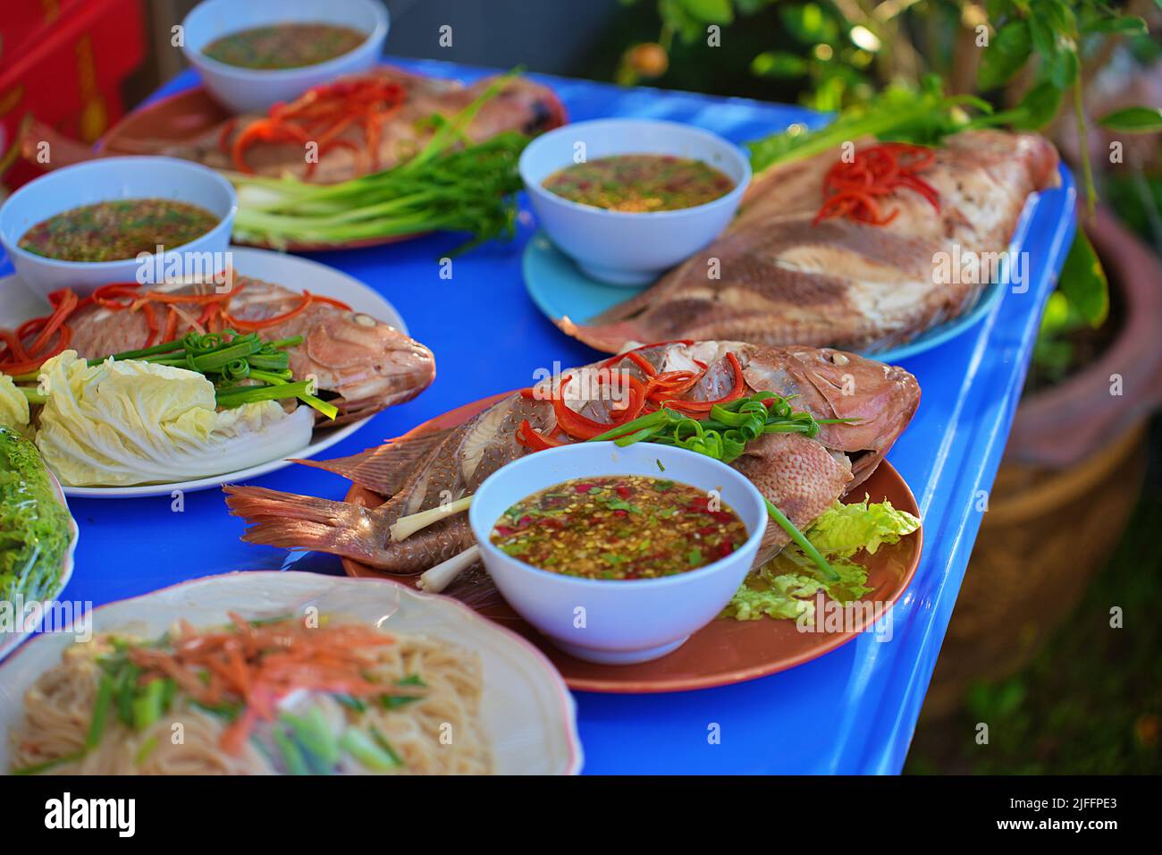 Steamed snapper pacific ocean perch, sea bass, ruby perch hotpot in ...