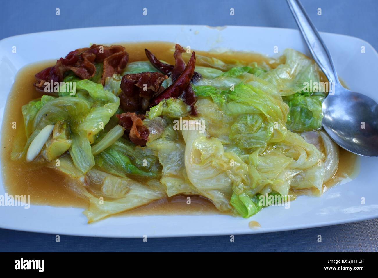 Stir-Fried Cabbage with Fish Sauce, Delicious Thai food Stock Photo - Alamy