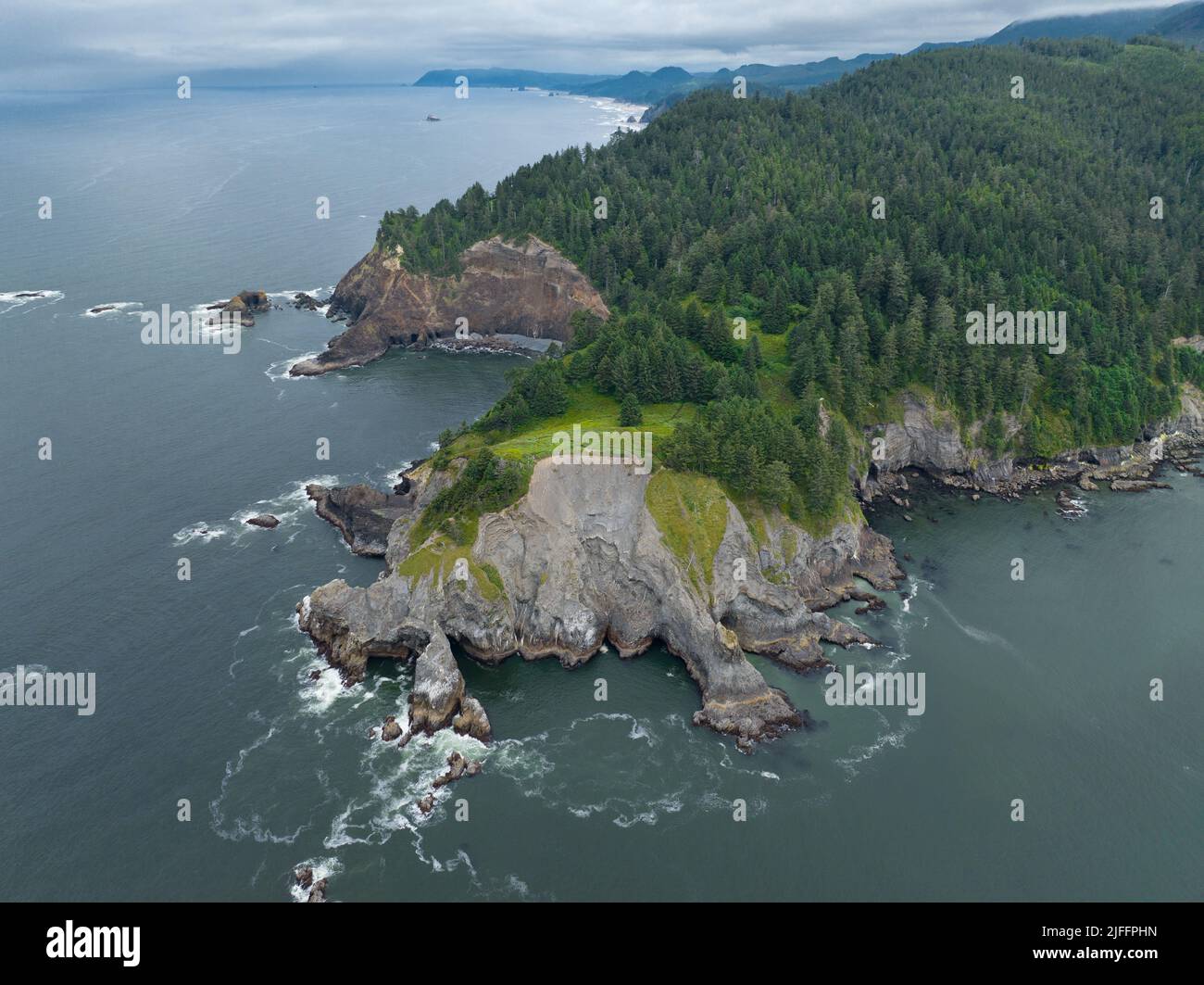 The scenic Northern Oregon shoreline, not far west of Portland, is ...