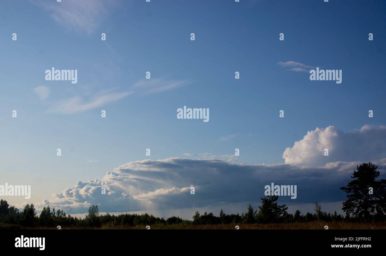 landscape with majestic beautiful dramatic pre-threatening sky. Cloudy ...