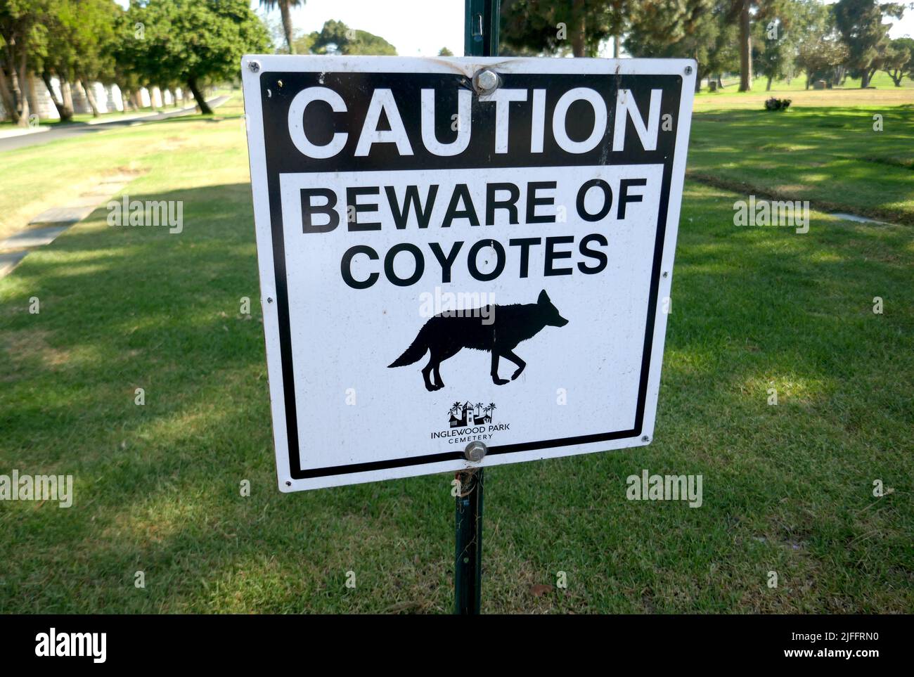 Inglewood, California, USA 29th June 2022 Caution Beware of Coyotes ...